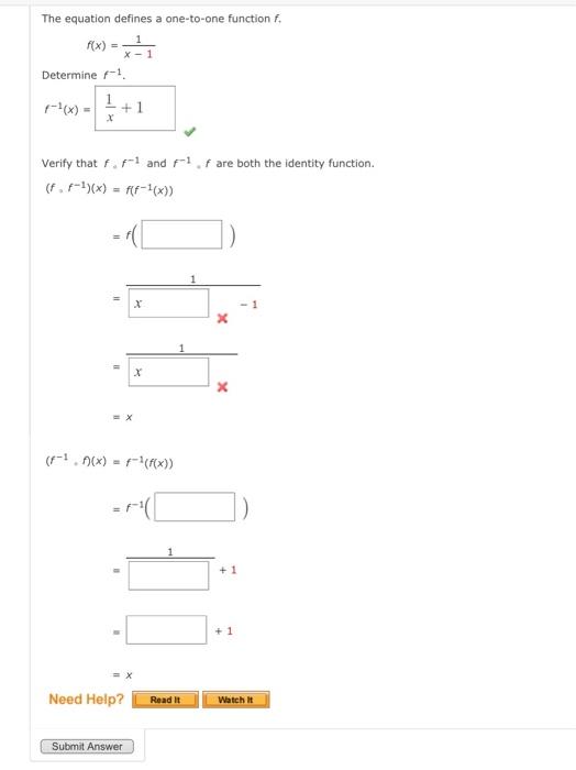 Solved The equation defines a one-to-one function f. | Chegg.com