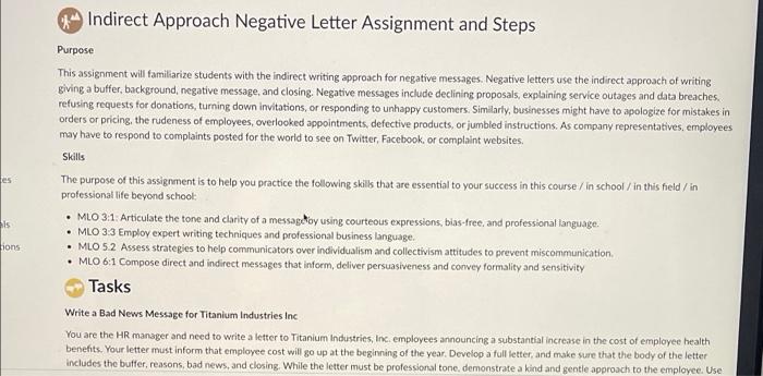 Solved Indirect Approach Negative Letter Assignment and | Chegg.com