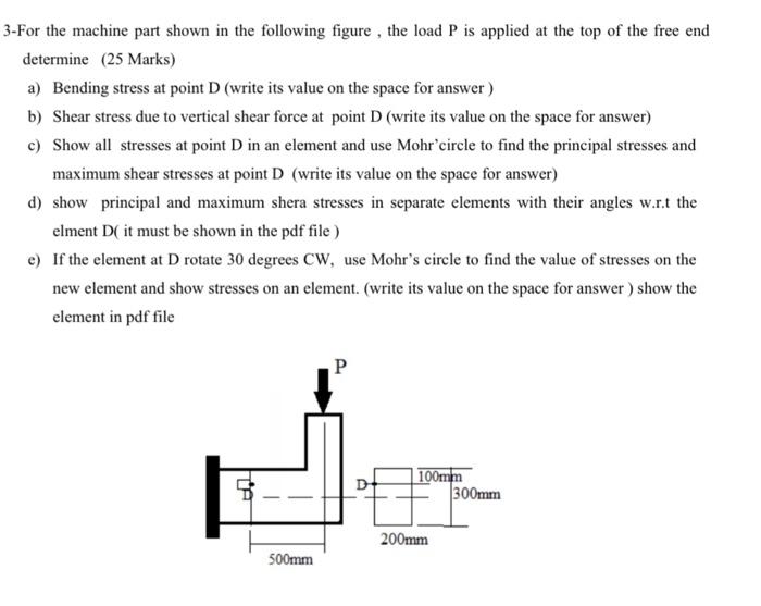 Solved 3-For the machine part shown in the following figure | Chegg.com