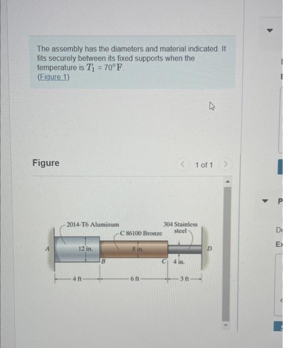 Solved The assembly has the diameters and material | Chegg.com