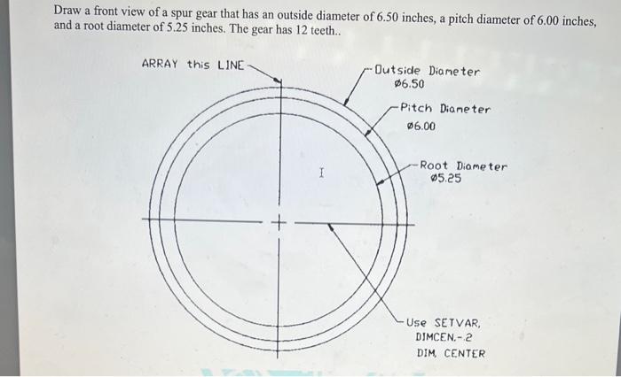 Solved Draw a front view of a spur gear that has an outside | Chegg.com