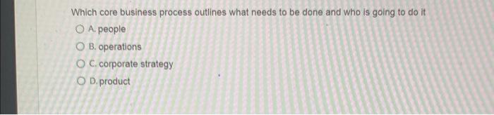 Solved Which core business process outlines what needs to be | Chegg.com