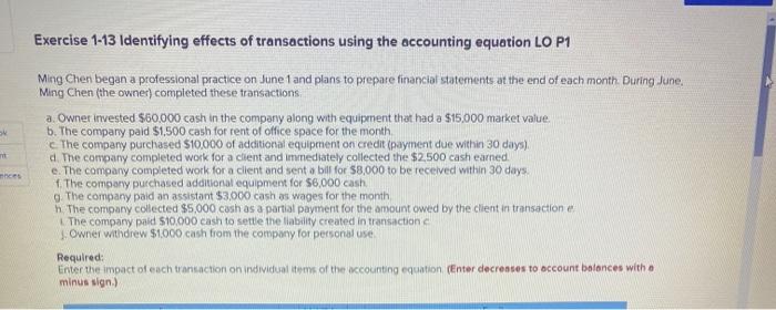 Solved Exercise 1 13 Identifying Effects Of Transactions