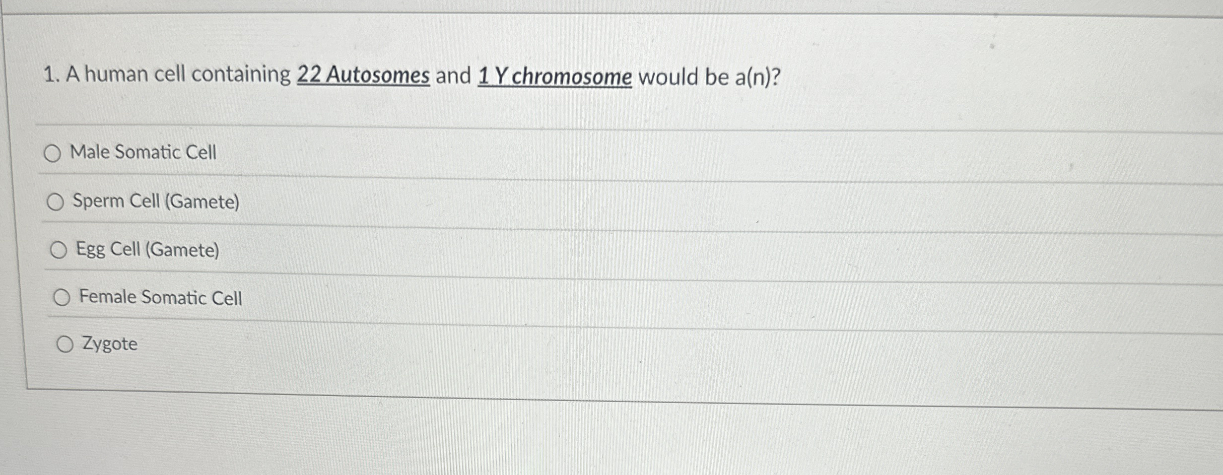 Solved A human cell containing 22? ﻿Autosomes and 1Y? | Chegg.com
