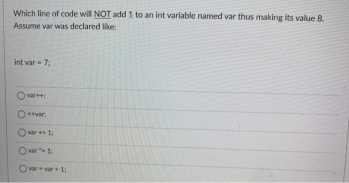 Solved Which of the following is NOT a valid assignment. | Chegg.com