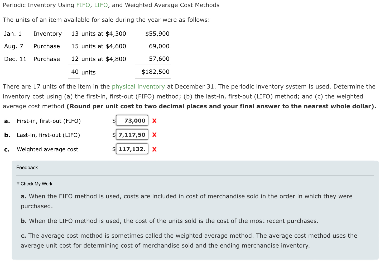 Solved Periodic Inventory Using FIFO, LIFO, and Weighted | Chegg.com