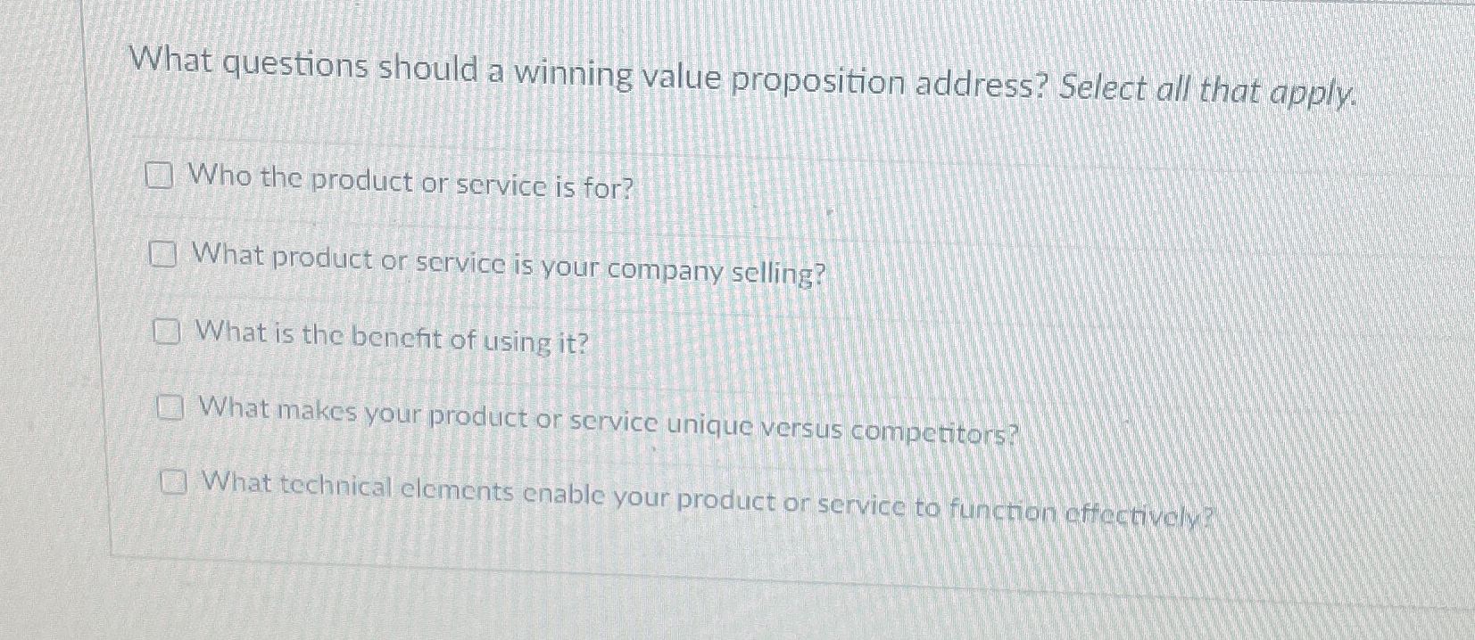 Solved What questions should a winning value proposition | Chegg.com