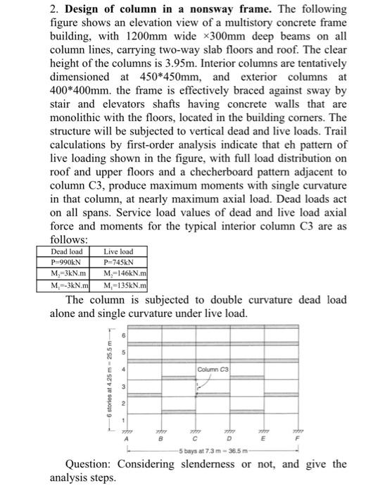 Solved 2. Design of column in a nonsway frame. The following | Chegg.com