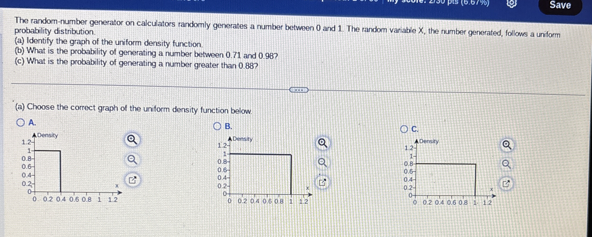 Solved The graph to the right is the uniform probability | Chegg.com