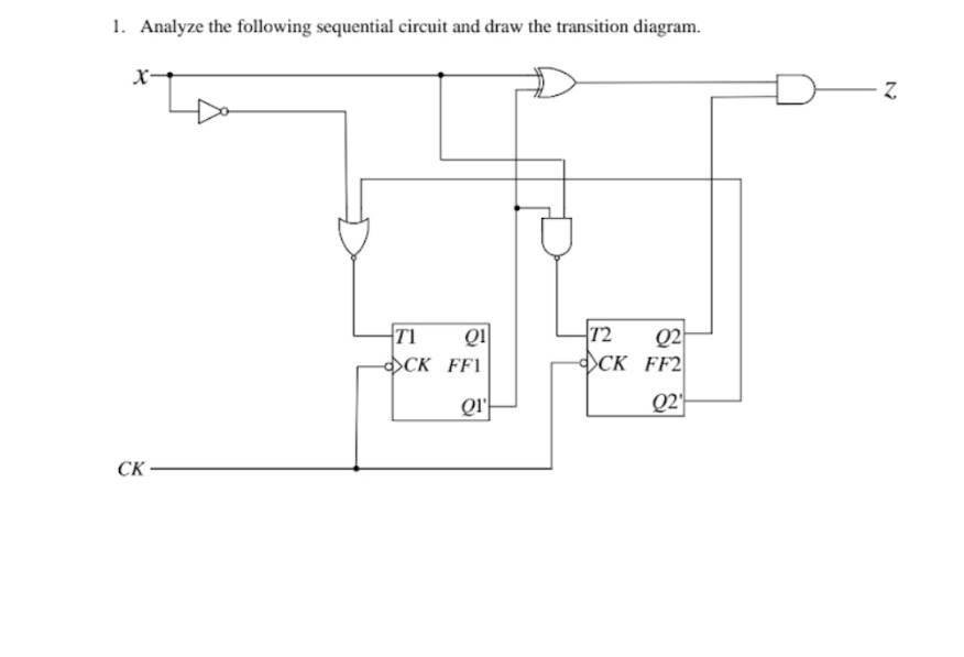 Solved 1. Analyze the following sequential circuit and draw | Chegg.com