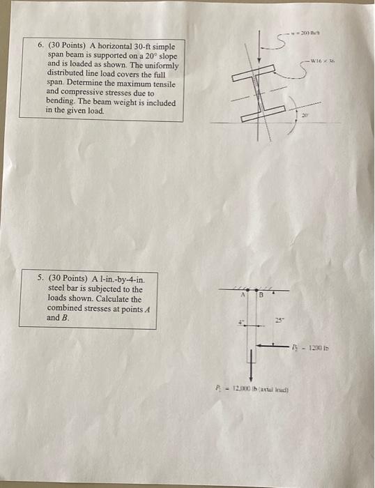 Solved 6. (30 Points) A horizontal 30-ft simple span beam is | Chegg.com