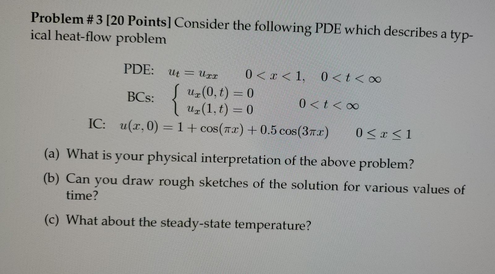 Solved Problem #3 [20 Points] Consider the following PDE | Chegg.com