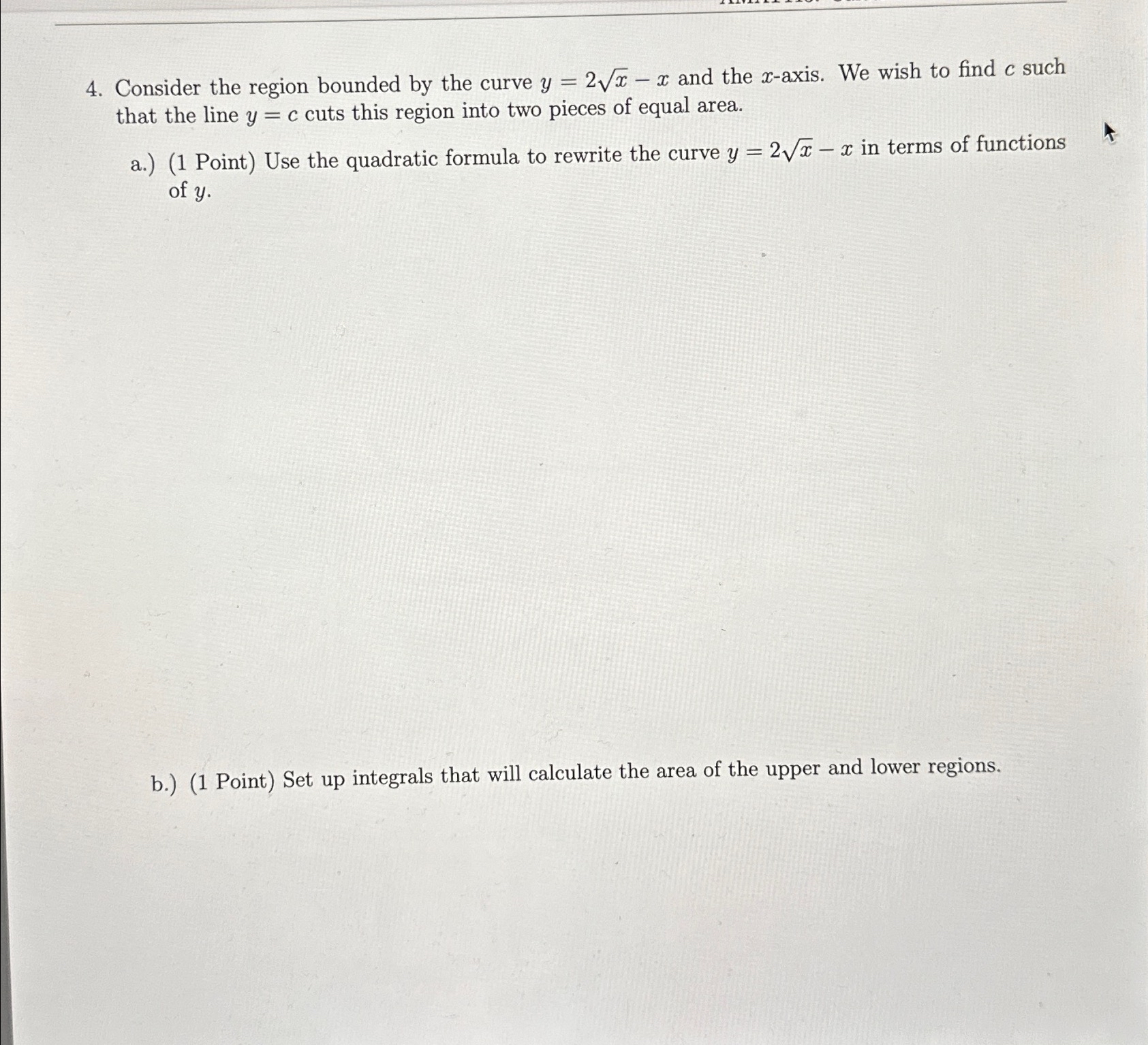 Solved Consider the region bounded by the curve y=2x2-x ﻿and | Chegg.com