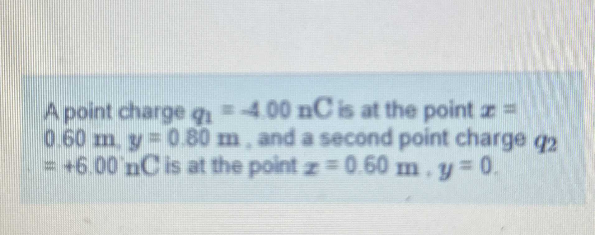 Solved A point charge q1=4.00nC ﻿is at the point | Chegg.com