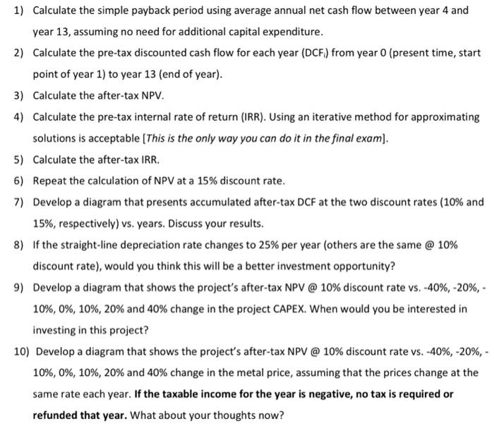 Solved 1) Calculate the simple payback period using average | Chegg.com