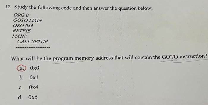 12. Study the following code and then answer the | Chegg.com