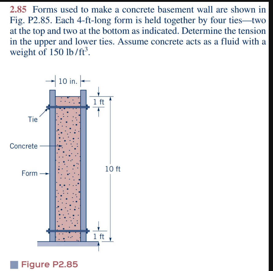 Solved 2.85 ﻿Forms used to make a concrete basement wall are | Chegg.com