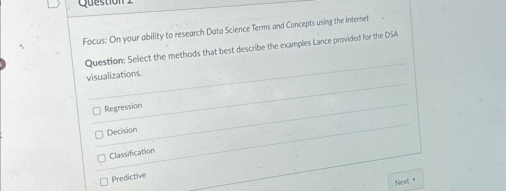 Solved Focus: On your ability to research Data Science Terms | Chegg.com