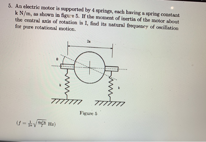 Solved 5. An electric motor is supported by 4 springs, each | Chegg.com