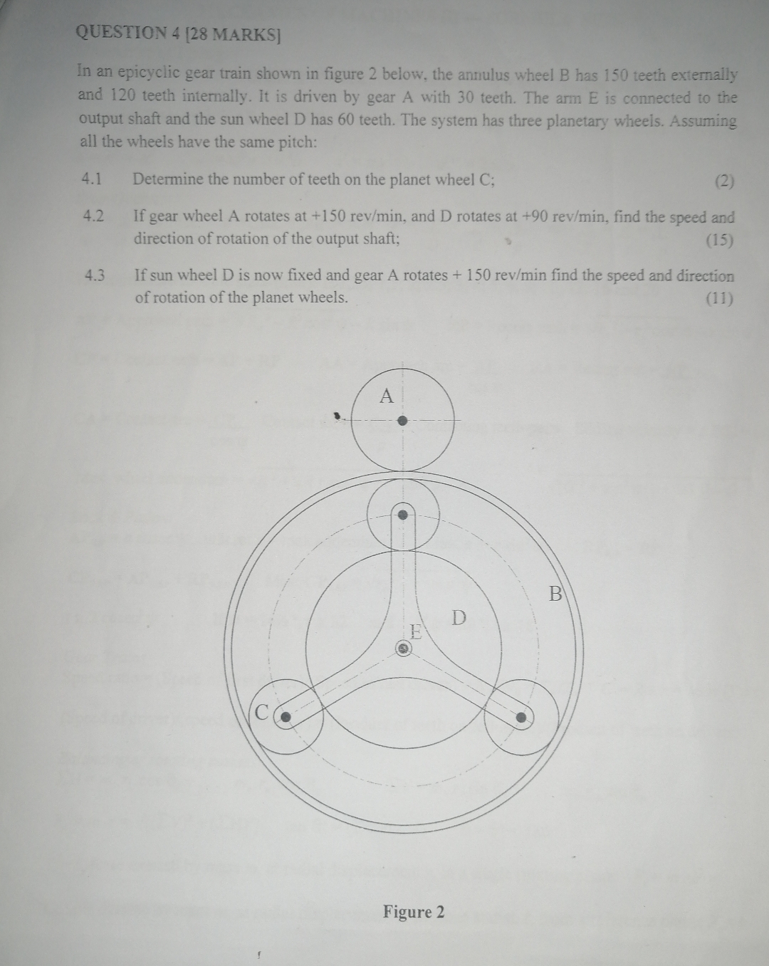 Solved QUESTION 4 [28 ﻿MARKS]In an epicyclic gear train | Chegg.com