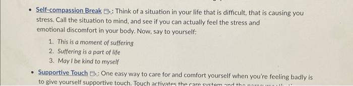 Solved - Self-compassion Break G: Think of a situation in | Chegg.com