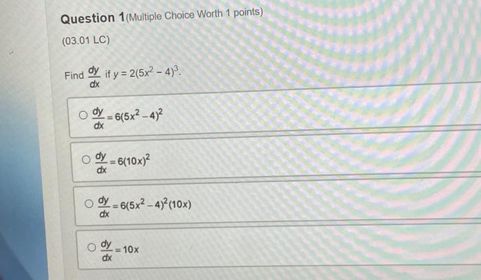 Solved Question 1 (Multiple Choice Worth 1 points) (03.01 | Chegg.com