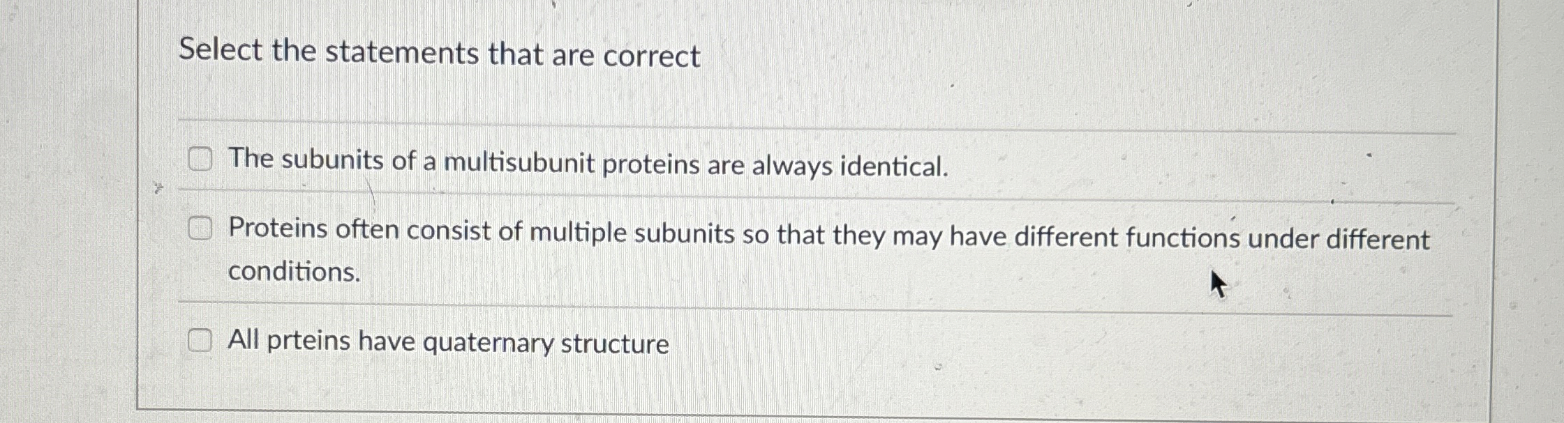 Solved Select the statements that are correctThe subunits of | Chegg.com