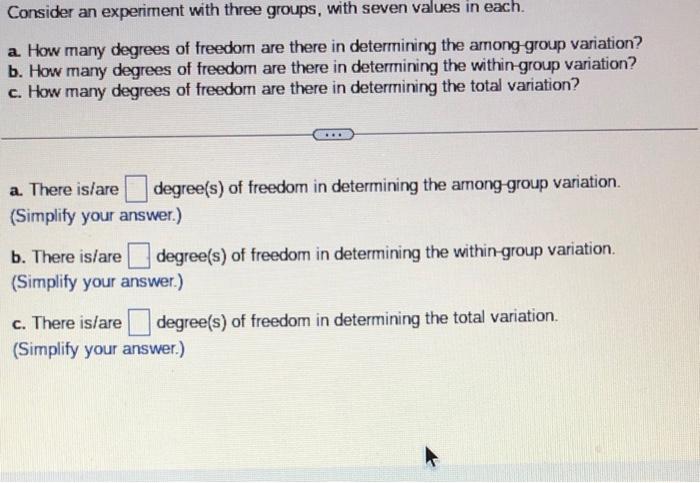 Solved Consider an experiment with three groups, with seven | Chegg.com