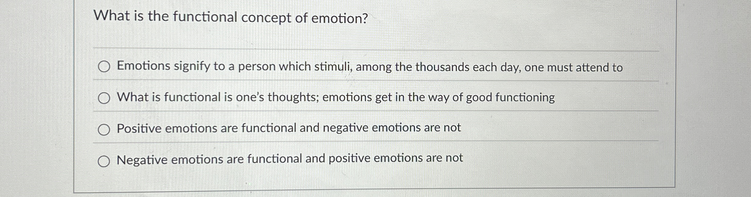 Solved What is the functional concept of emotion?Emotions | Chegg.com