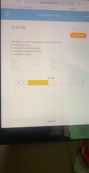 Solved The going concern assumption helps solve the a. | Chegg.com