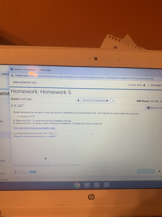 Solved Chrome Do Homework Laetitia Zeba opennt mathai.com s | Chegg.com