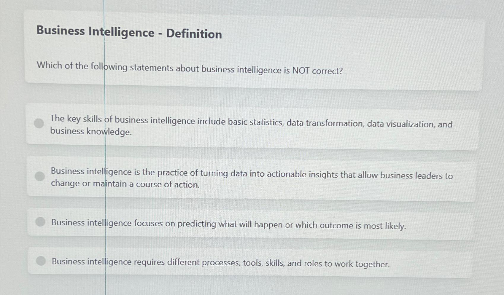 Solved Business Intelligence - ﻿DefinitionWhich of the | Chegg.com