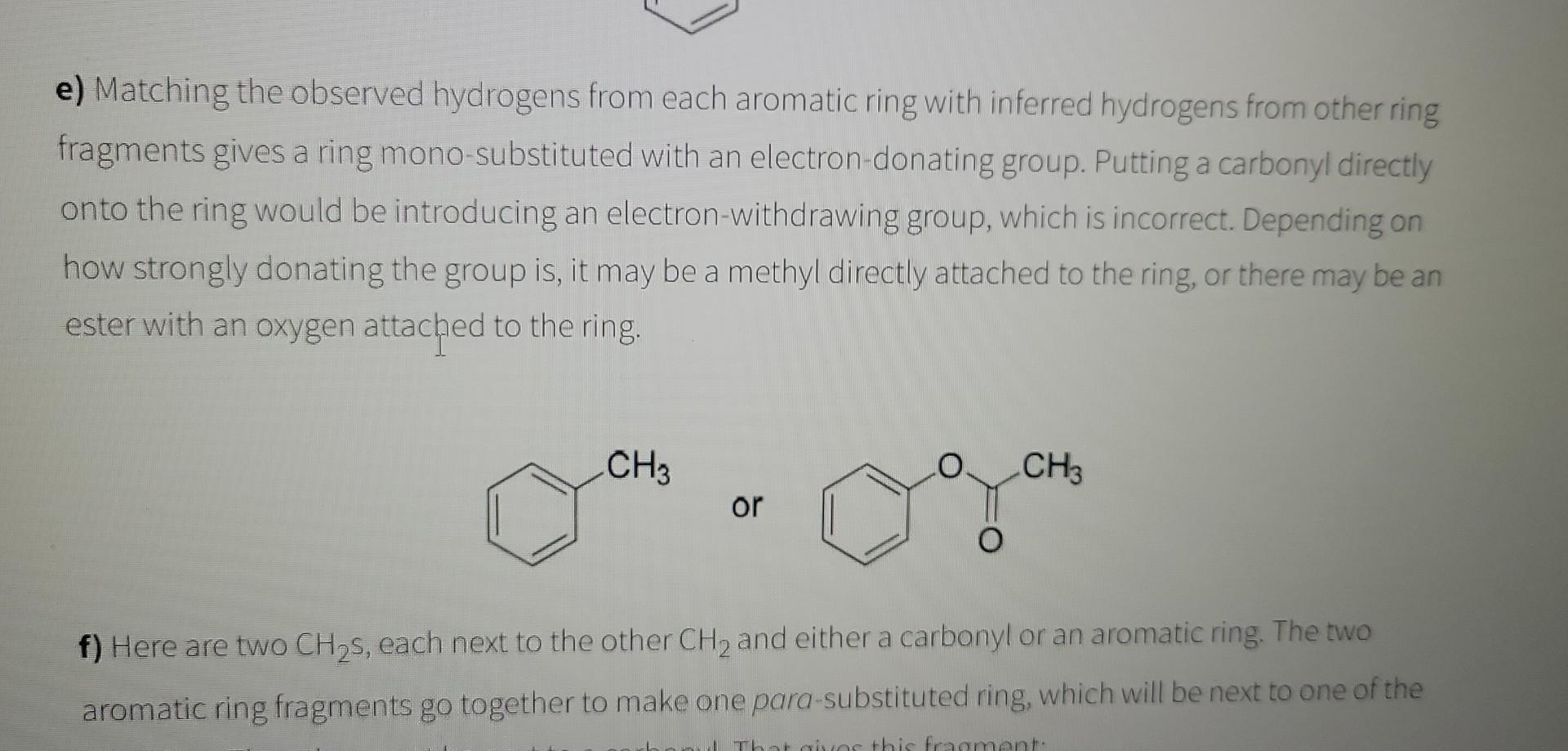 e) Matching the observed hydrogens from each aromatic | Chegg.com