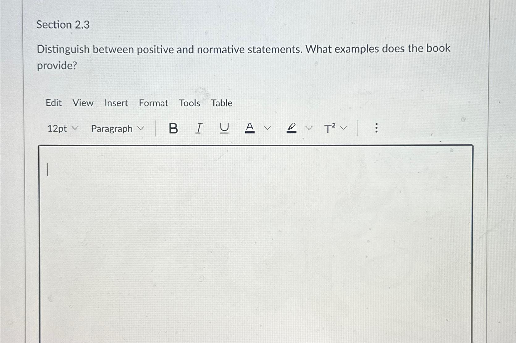 Solved Section 2.3Distinguish between positive and normative | Chegg.com