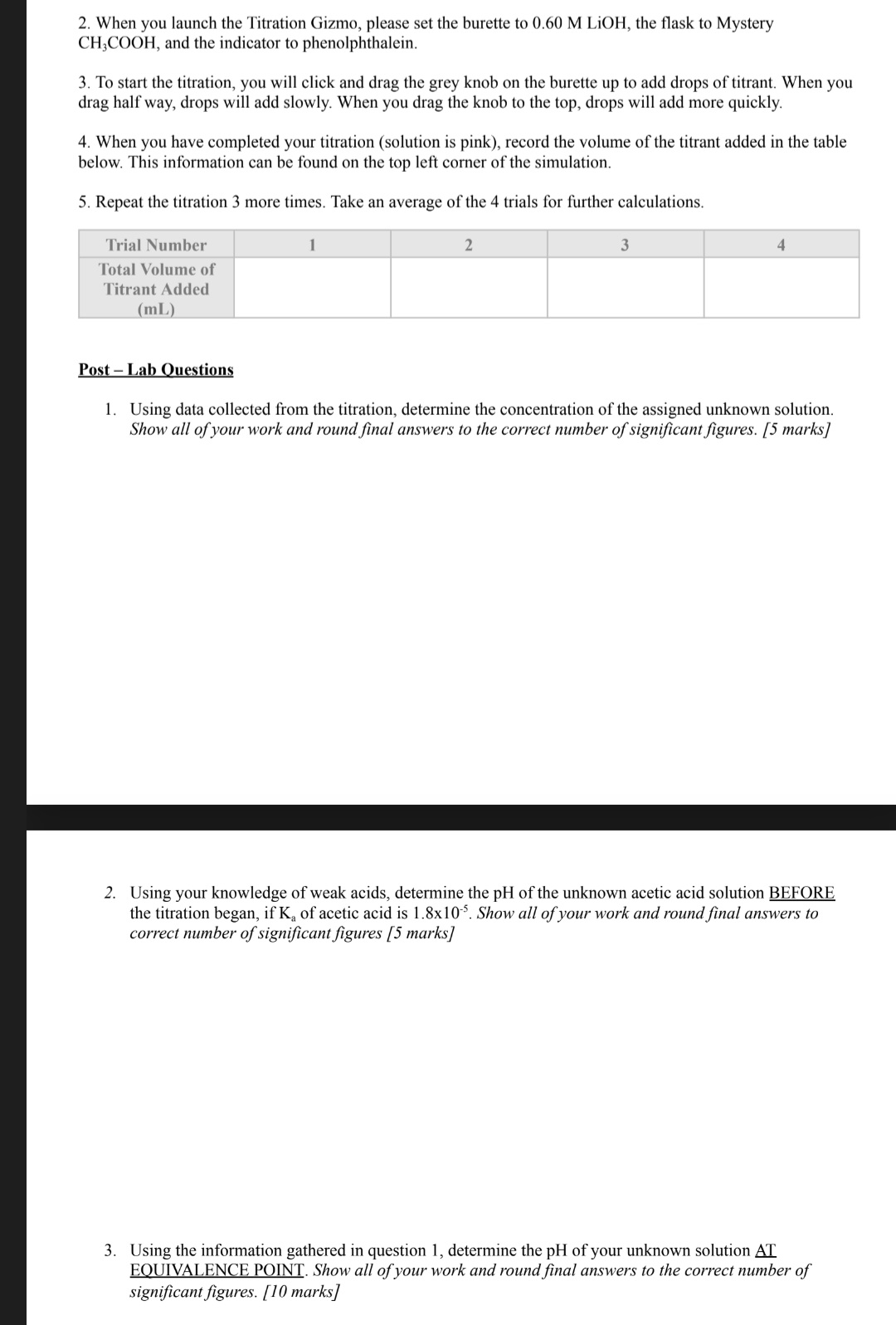 Solved When you launch the Titration Gizmo, please set the | Chegg.com