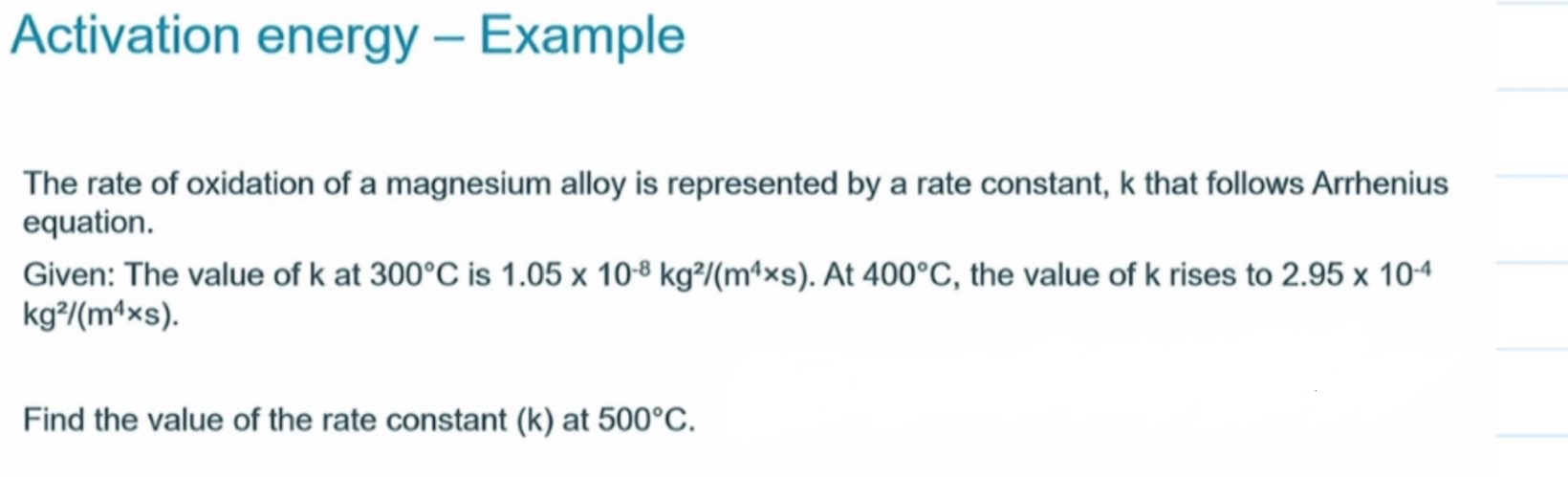 Solved Activation energy - ﻿ExampleThe rate of oxidation of | Chegg.com