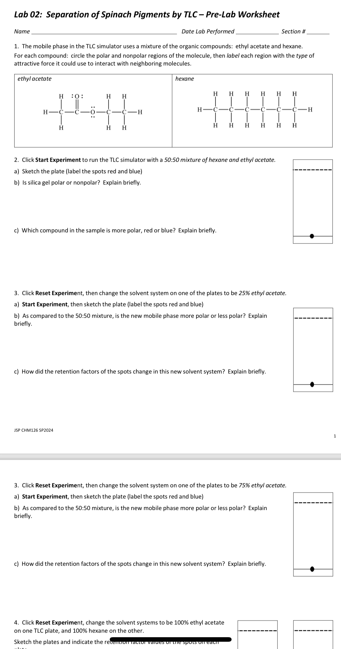 Solved Lab 02: Separation of Spinach Pigments by TLC - | Chegg.com