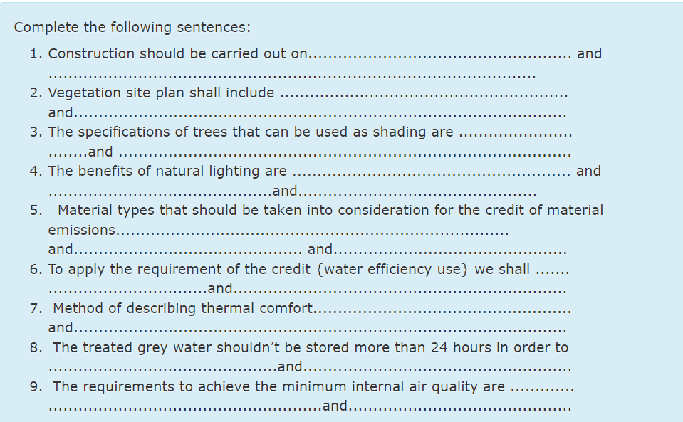 Solved Complete the following sentences:Construction should | Chegg.com