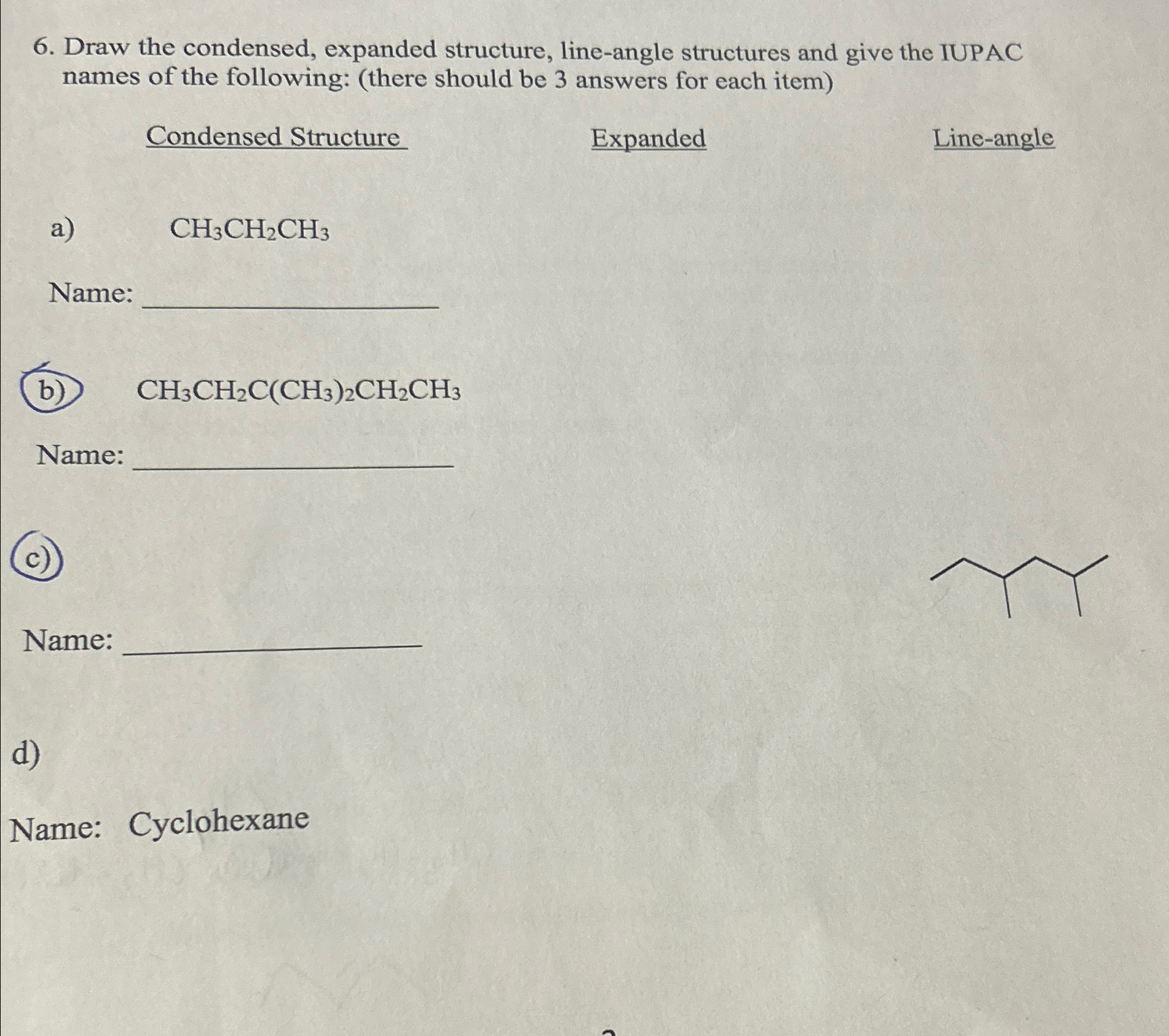 Solved Draw the condensed, expanded structure, line-angle | Chegg.com