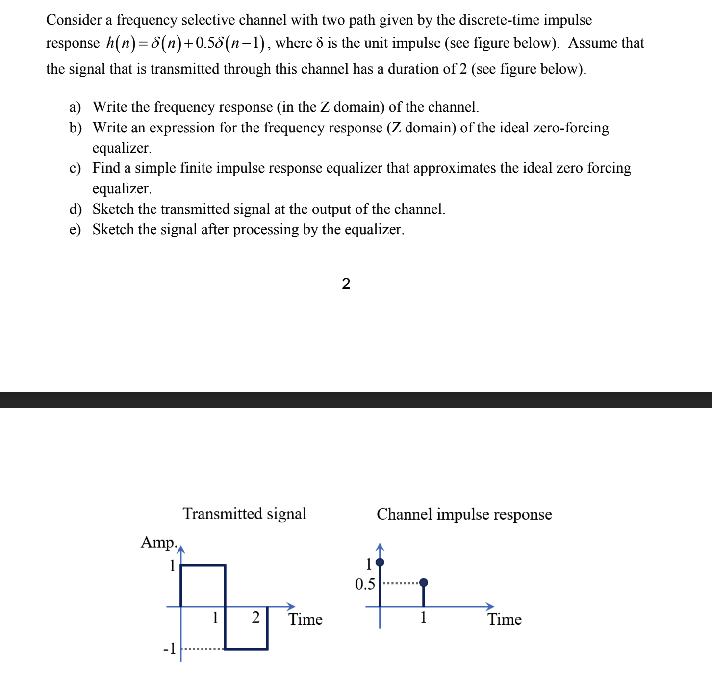 Solved Consider a frequency selective channel with two path | Chegg.com
