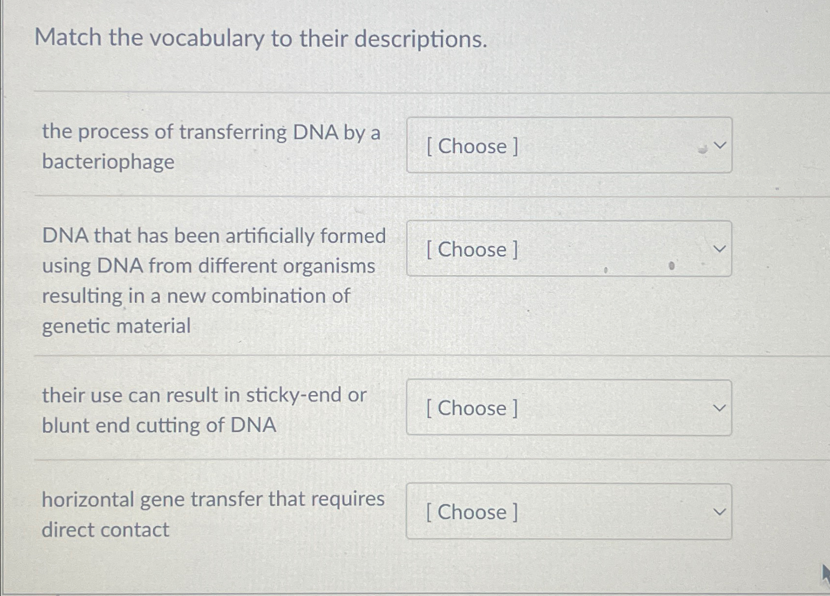 Solved Match the vocabulary to their descriptions.the | Chegg.com