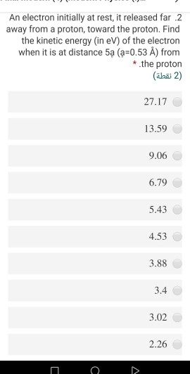 Solved An electron initially at rest, it released far.2 away | Chegg.com