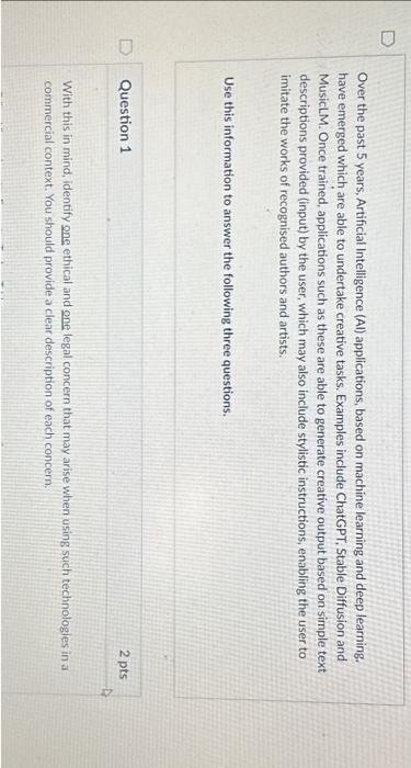 Solved Over the past 5 years, Artificial Intelligence (AI) | Chegg.com