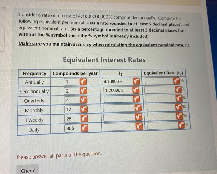 Solved Consider a rate of interest of 4.1000000000% | Chegg.com