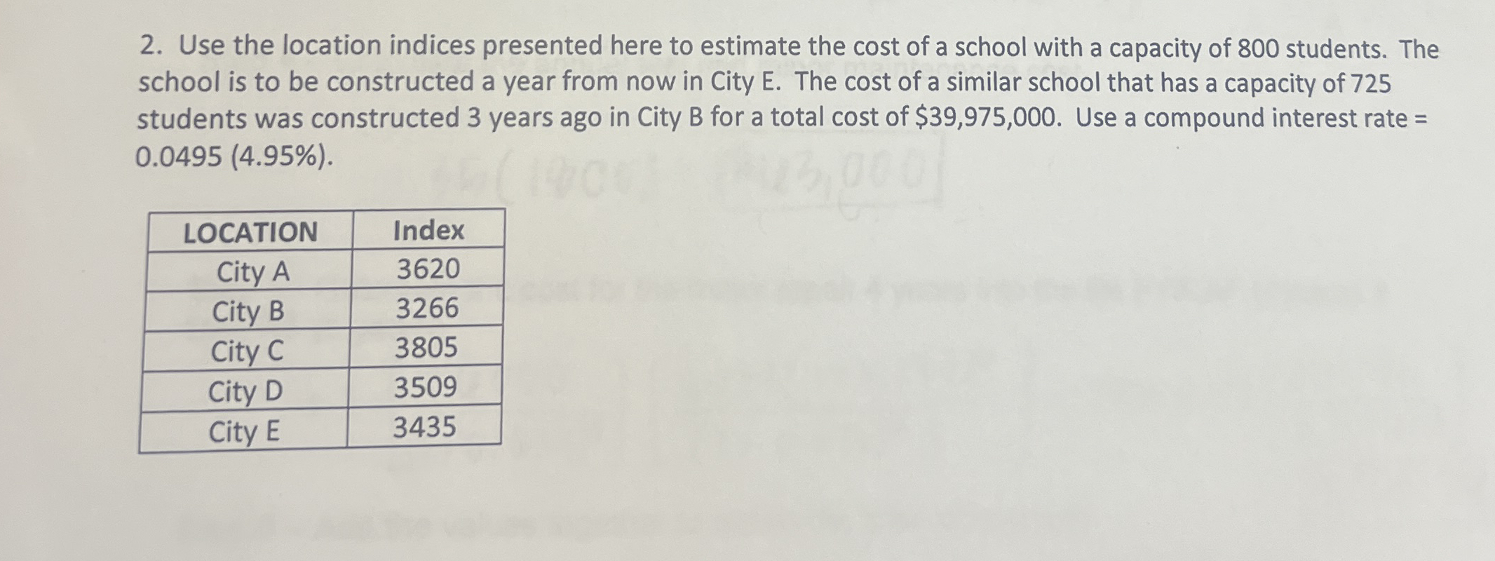 Solved Use the location indices presented here to estimate | Chegg.com