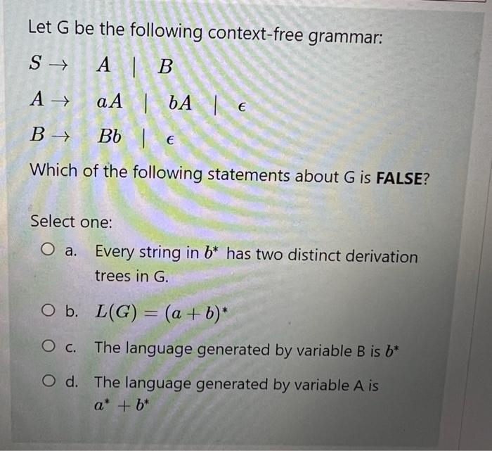 Solved In the choices below are two grammars generating the | Chegg.com