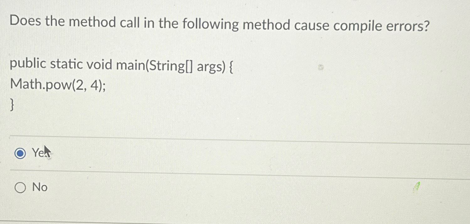 Solved Does the method call in the following method cause | Chegg.com