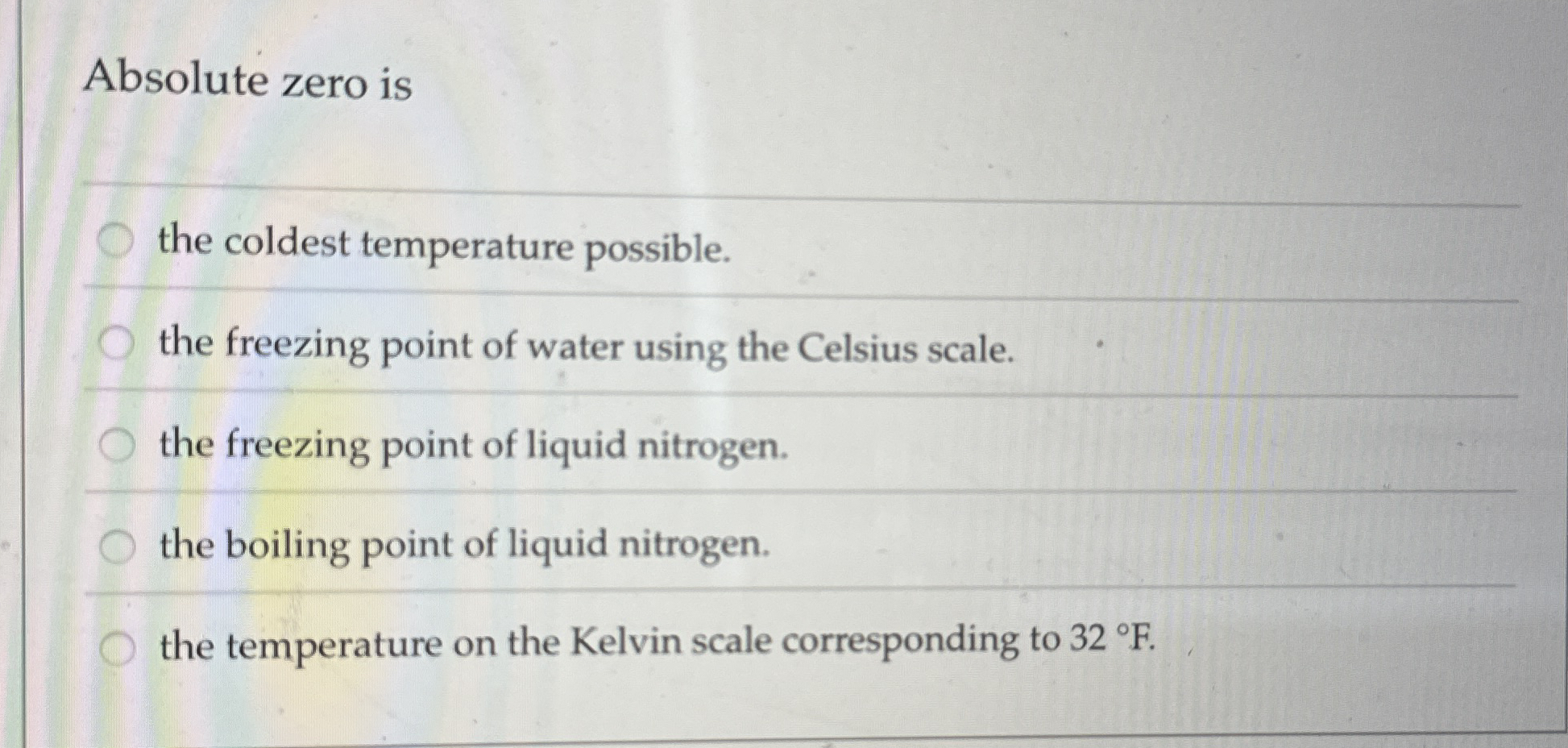 Solved Absolute zero isthe coldest temperature possible.the | Chegg.com