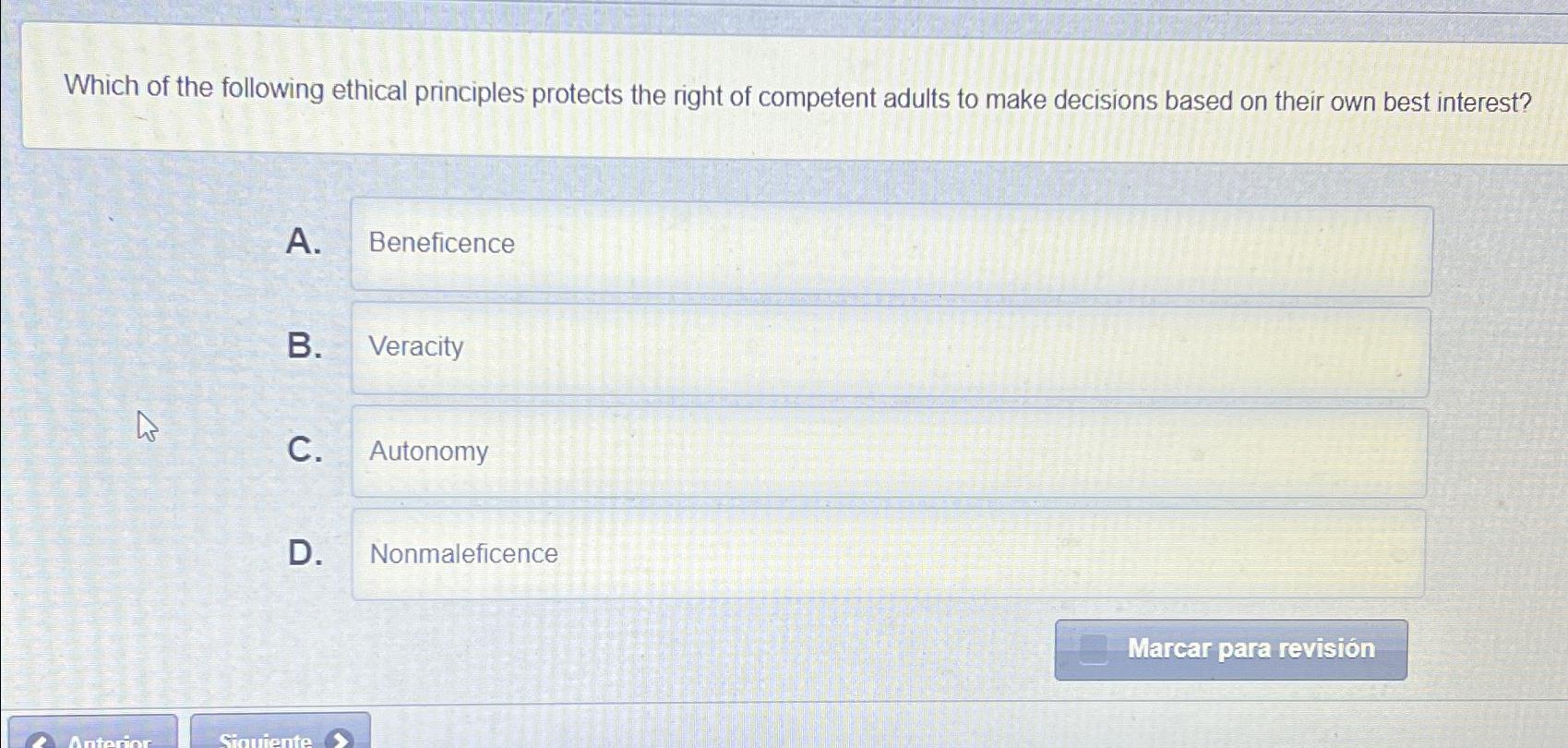 Solved Which of the following ethical principles protects | Chegg.com
