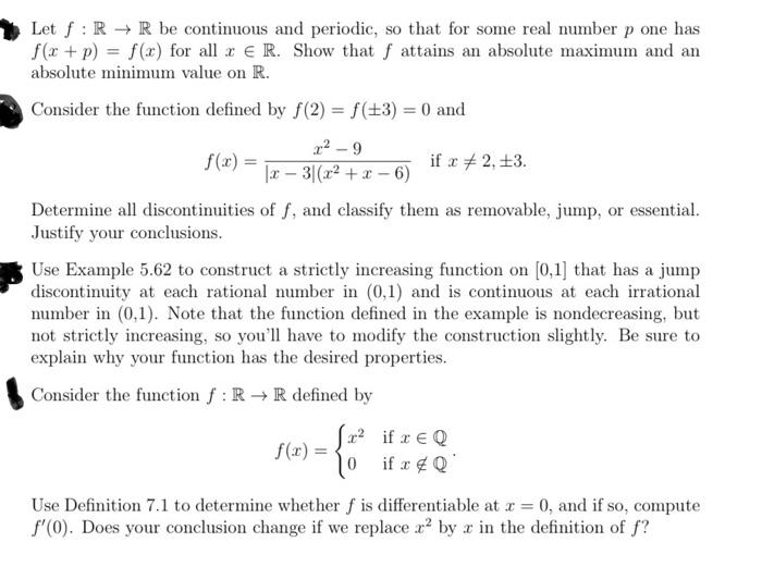 Solved Let F R→r Be Continuous And Periodic So That For